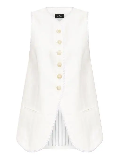 Etro Sleeveless Button-up Vest - White