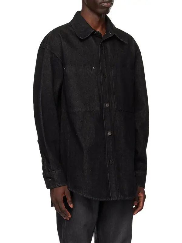 WOOYOUNGMI Logo Print Denim Shirt - Black