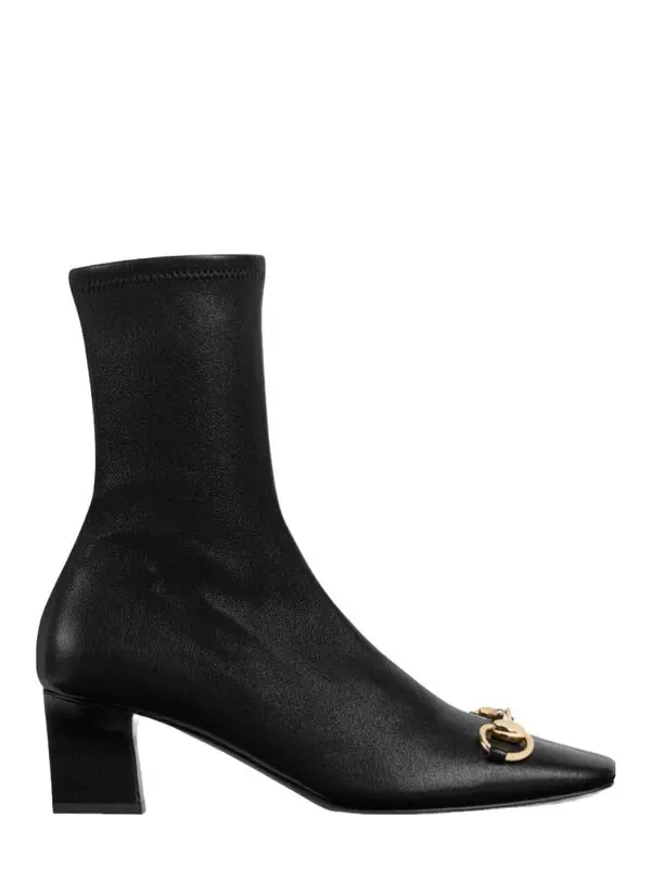 Gucci Signora Square Toe Boots With Horsebit Detail - Black