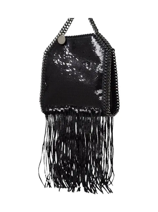 Stella McCartney Falabella Sequinned Fringed Tiny Tote Bag - Black