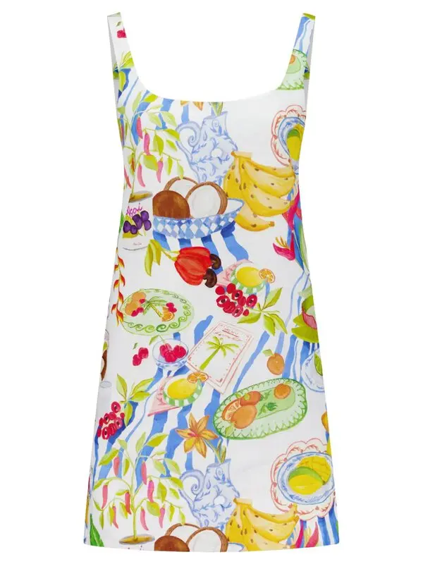Farm Rio Sleeveless Fruit Print Mini Dress - White