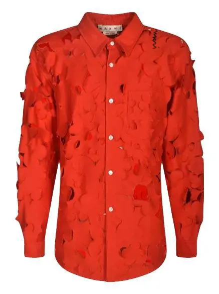 Marni Cut Out Detailed Boxy Fit Shirt - Red