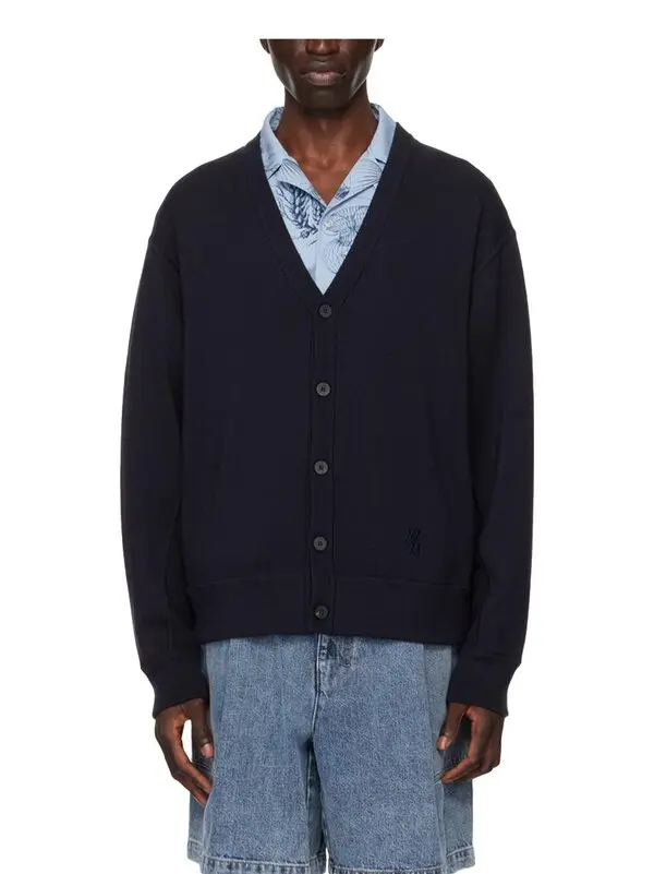 WOOYOUNGMI Rib Knitted Y-neck Cardigan - No