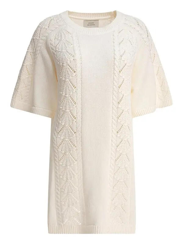 Loulou De Saison Crew Neck Short Sleeve Knit Dress - White