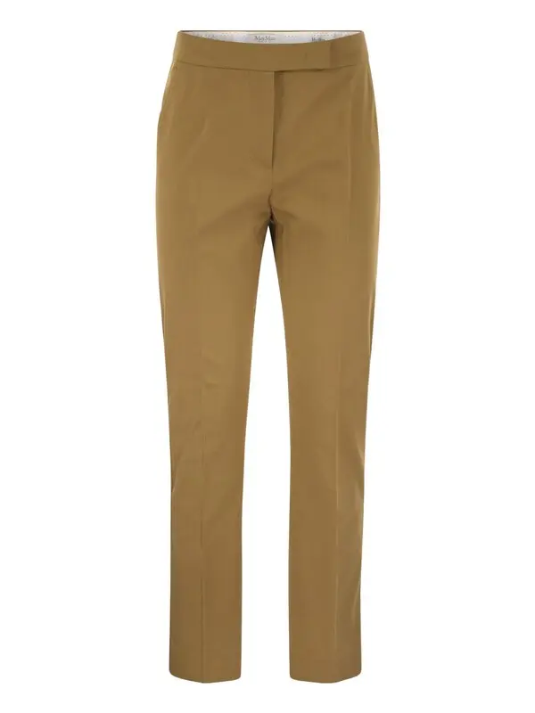 Max Mara Okra Pleat Detailed Cropped Trousers - Brown