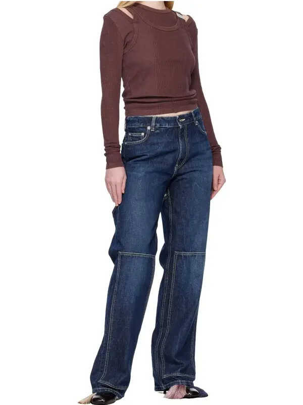 JEAN PAUL GAULTIER Burgundy Rib Cutout Fastener Top - Wine Red