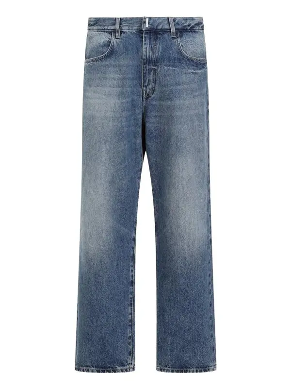 Givenchy Logo Plaque Straight-leg Jeans - Blue