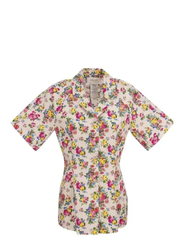 Sportmax Multicolor Floral Print Short Sleeve Shirt - Pink