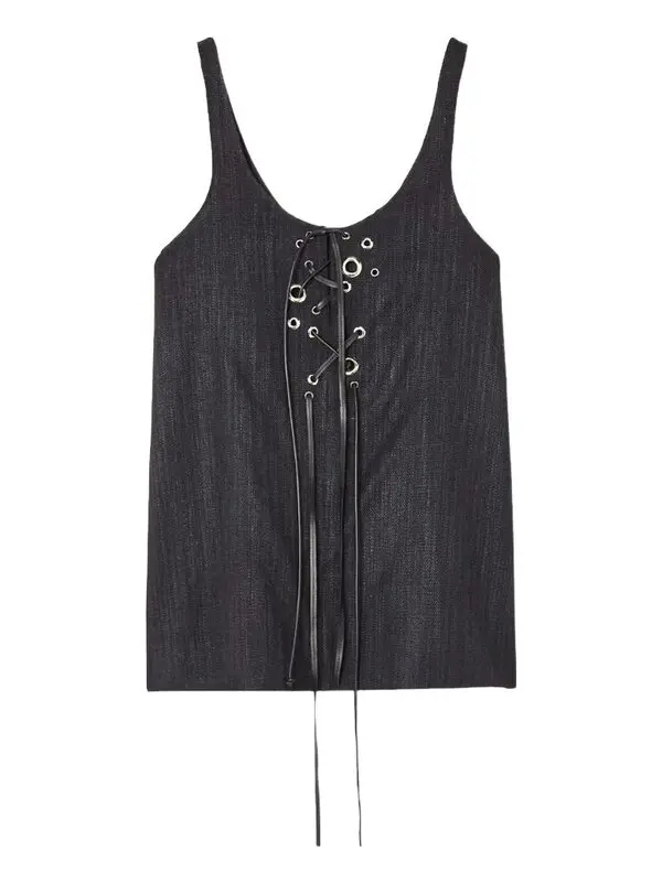 Chloé Logo Leather Trim Tank Vest - Black