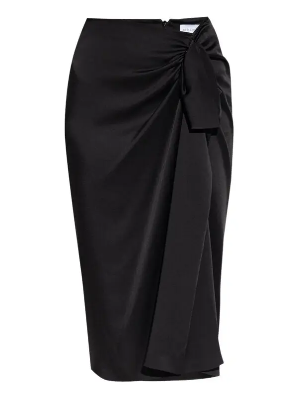 Stella McCartney Gathered Satin Midi Skirt - Black