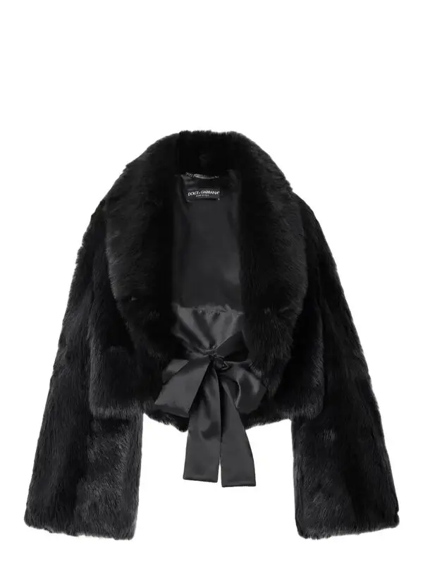 Dolce & Gabbana Faux Fur Belted Jacket - Black