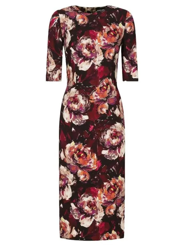 Dolce & Gabbana Peony Print Sheath Dress - Multicolor