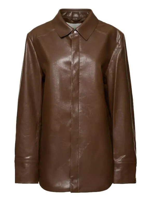 ENTIRE STUDIOS Button-down Leather Shirt - Brown