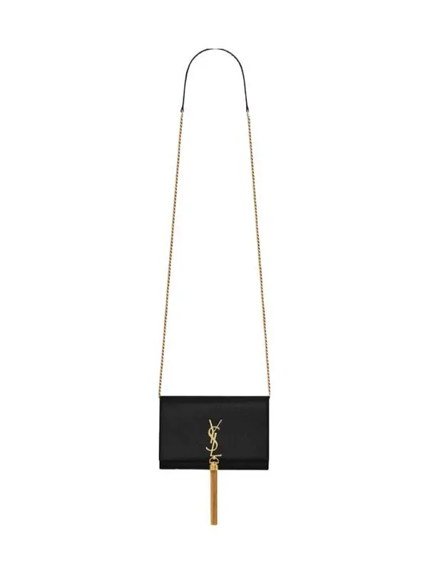 Saint Laurent Small Kate Croc Effect Bag - Black