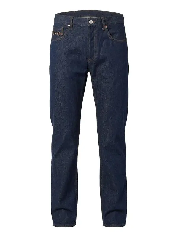 Gucci Horsebit Detail Denim Jeans - Dark Blue