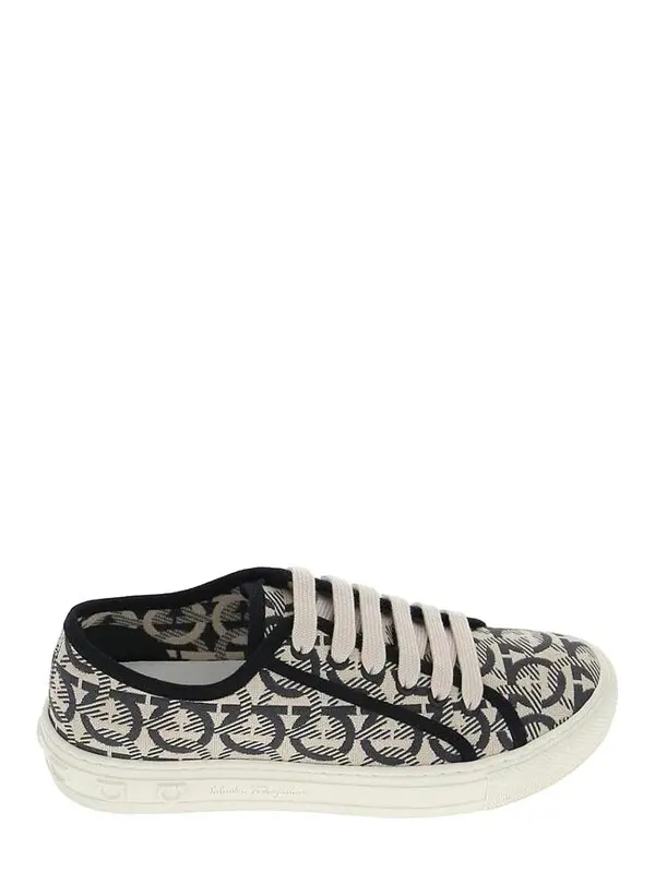 FERRAGAMO Printed Lace-up Sneakers - Gray