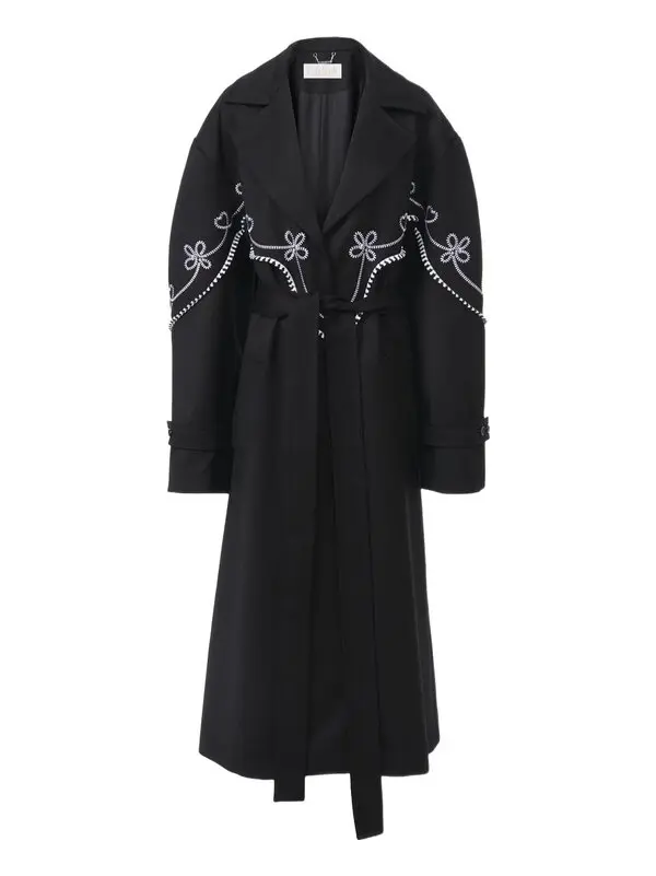 Chloé Motif-embroidered Maxi Trench Coat - Black