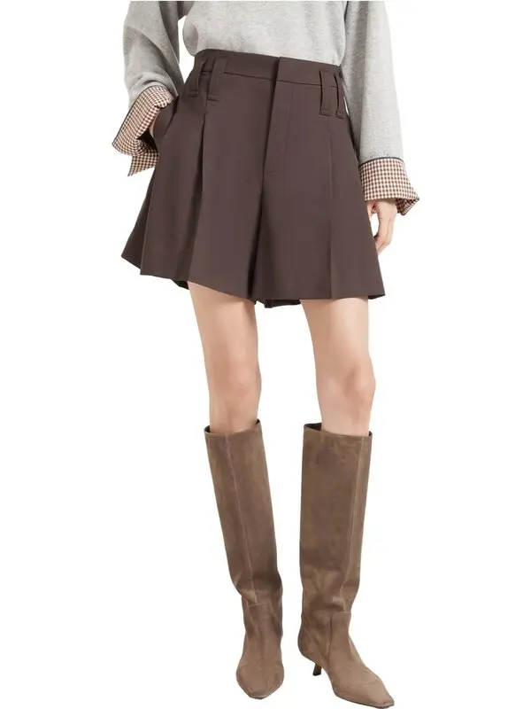 Brunello Cucinelli Pleated Shorts - Cocoa