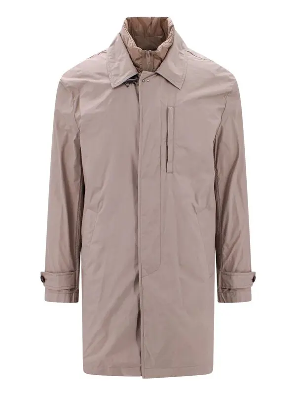 FAY Single-breasted Utility Coat - Nude
