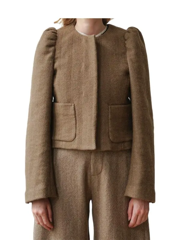 UMA WANG Long Sleeve Jacket With Concealed Front Opening - Brown