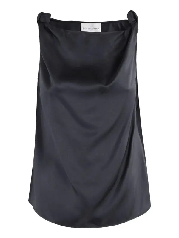 Loulou De Saison Remy Draped Sleeveless Top - Black