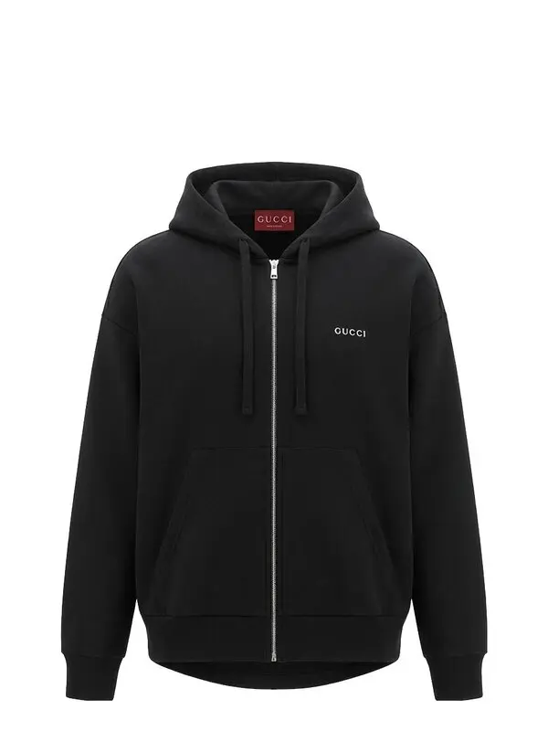 Gucci Logo Detail Zip-up Hoodie - Black