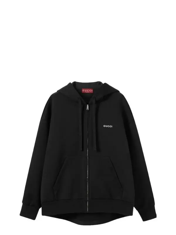 Gucci Logo Detail Zip-up Hoodie - Black