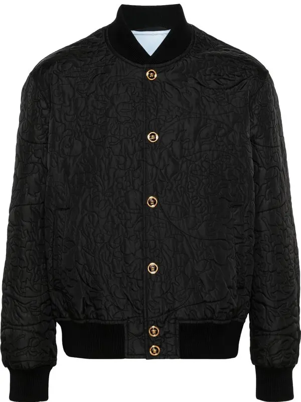Versace Barocco Quilted Bomber Jacket - Black