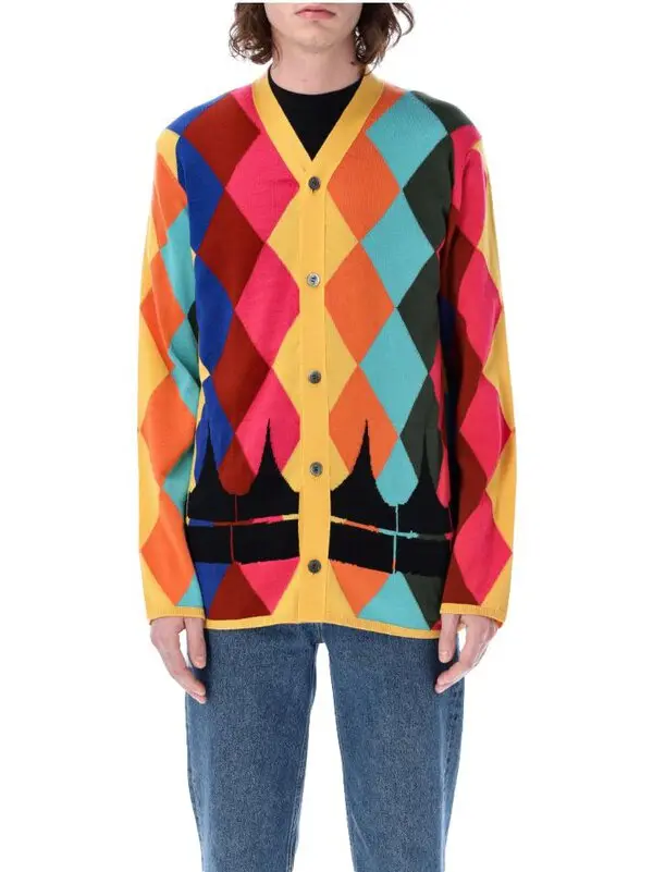 Comme Des Garçons Cardigan With Diamond Print - Multicolor