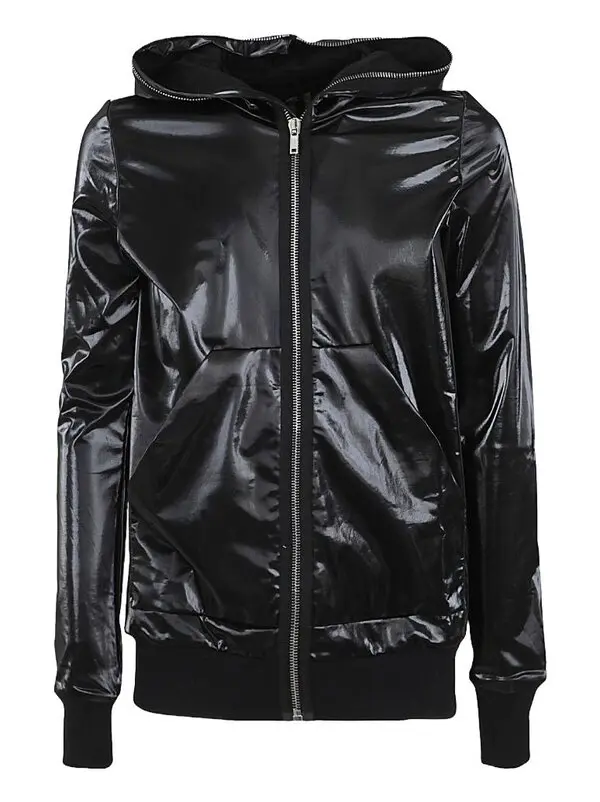 Rick Owens Patent Finish Hooded Jacket - Black