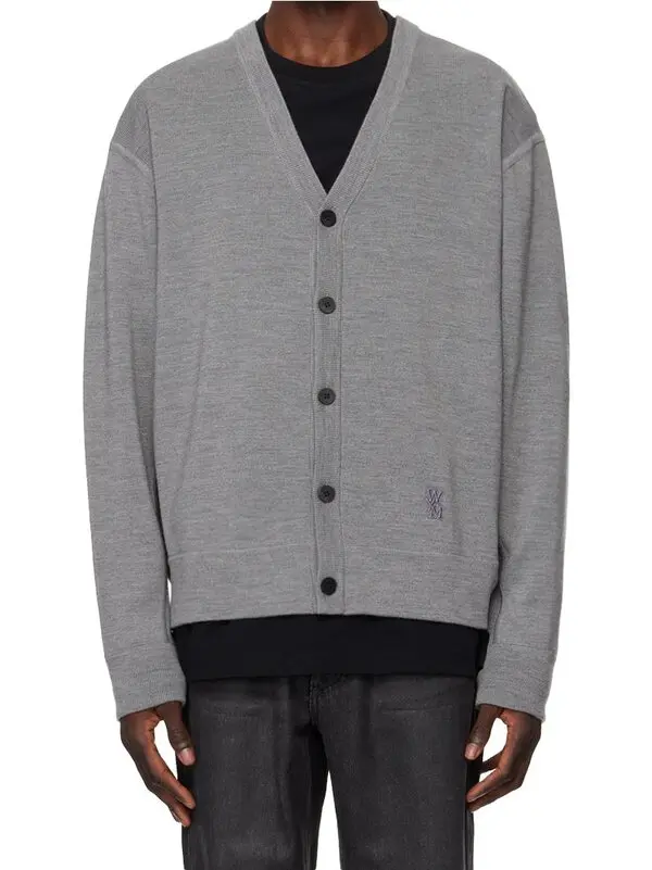 WOOYOUNGMI Rib Knitted Y-neck Cardigan - No