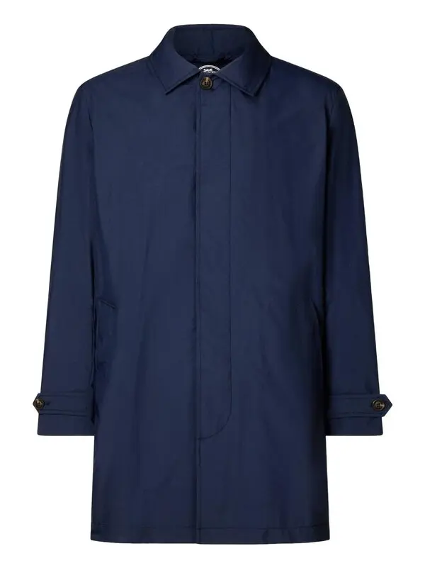 SAVE THE DUCK Logo-appliqué Single-breasted Coat - Blue