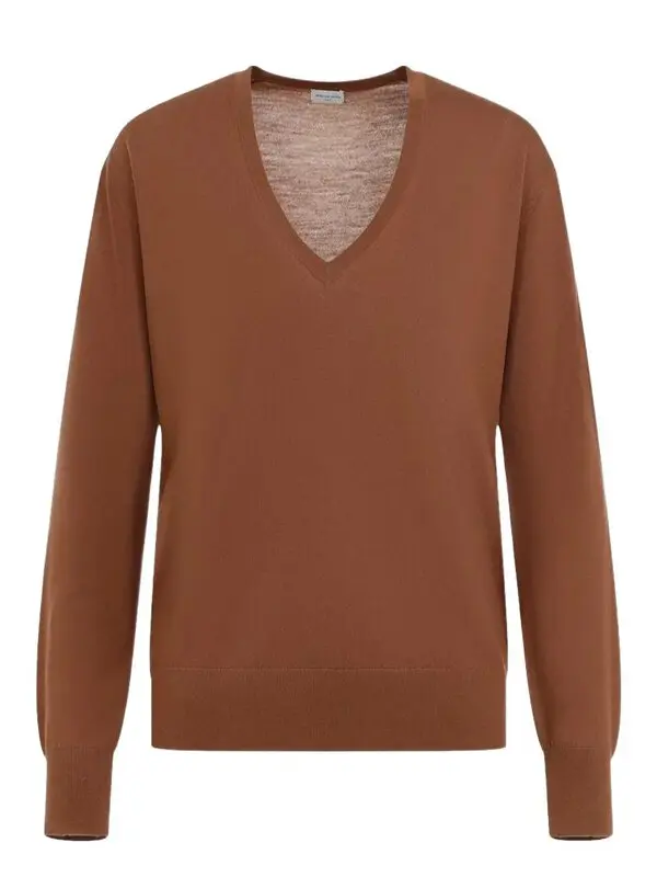 Dries Van Noten Long-sleeved V-neck Sweater - Light Rust