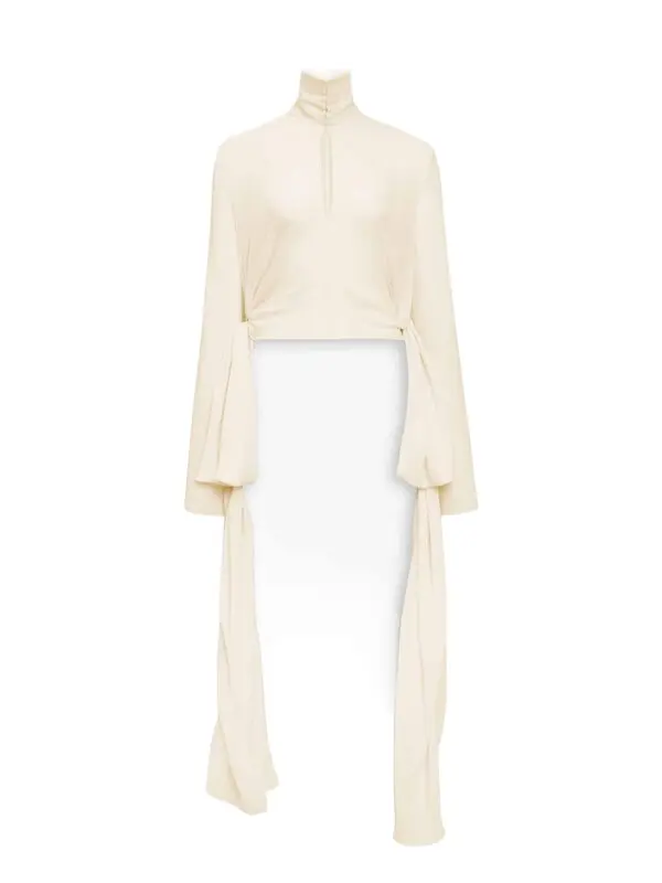 Alaïa Maxi Bow Georgette Blouse - White