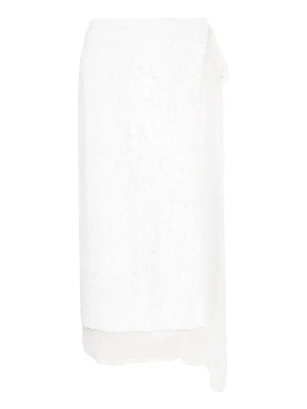 P.a.r.o.s.h Sequined Wrap Midi Skirt - White