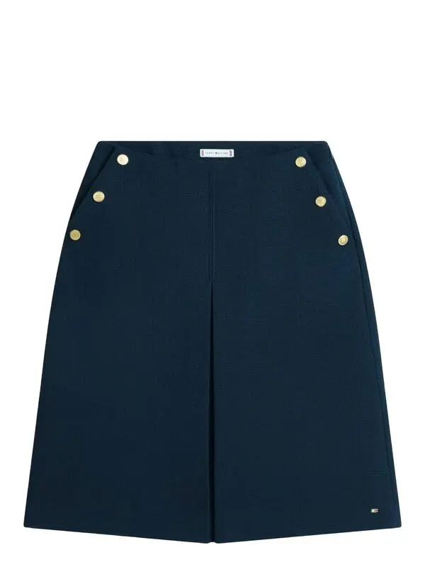Tommy Hilfiger Buttoned Midi A-line Skirt - Navy Blue