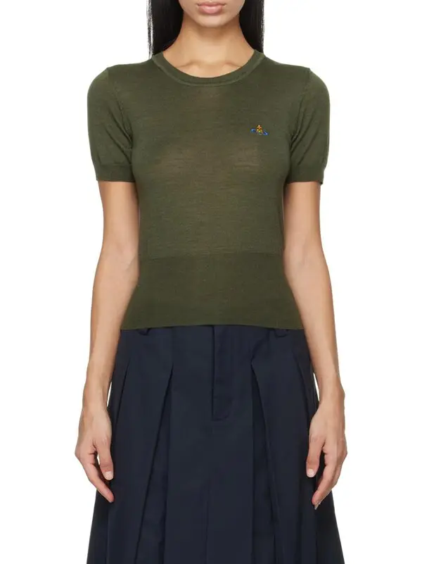 VIVIENNE WESTWOOD Orb Embroidered Knit Top - Black