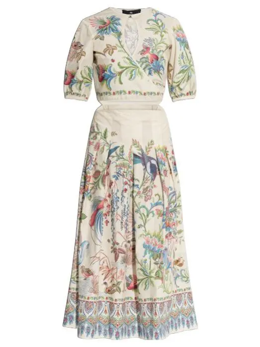 Etro Cut-out Printed Midi Dress - White