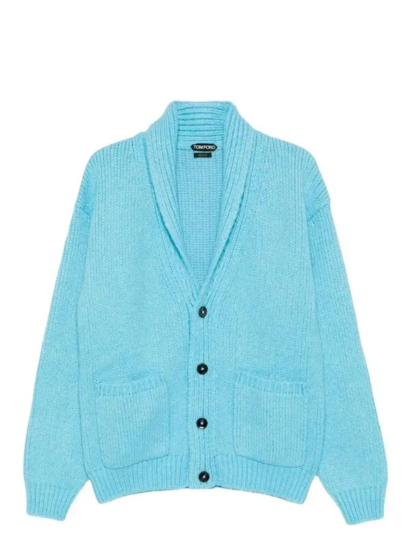 TOM FORD Shawl Collar Buttoned Cardigan - Air Blue