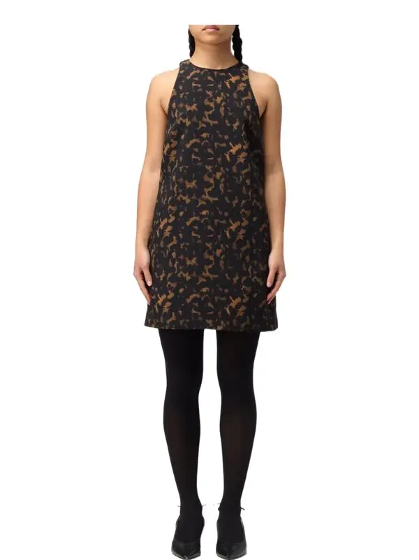 Theory Leopard Print Sleeveless Mini Dress - Black
