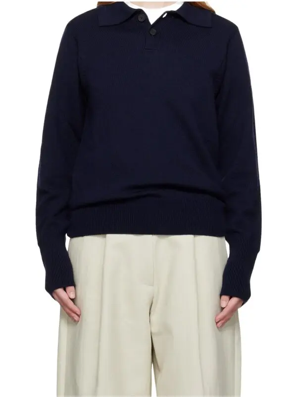 Studio Nicholson Sark Knit Polo Shirt - Black