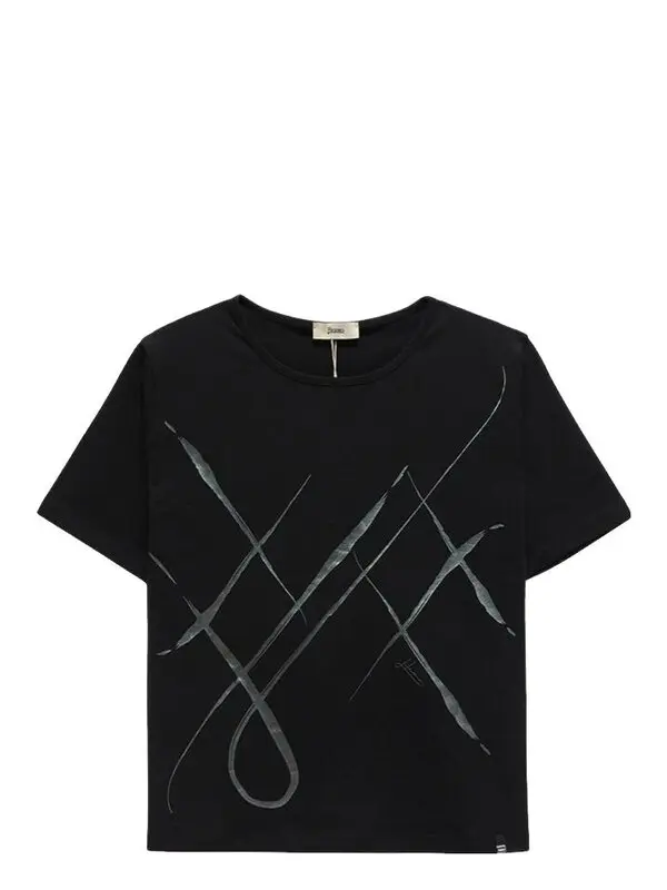 Herno Abstract Print Crew Neck T-shirt - Black