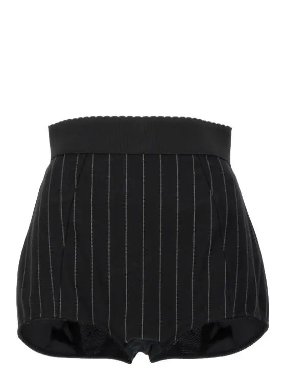 Dolce & Gabbana High Waisted Pinstripe Shorts - Black