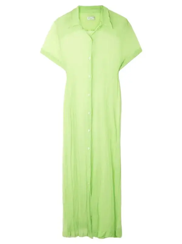 Dries Van Noten Pleated Shirt Dress - Green