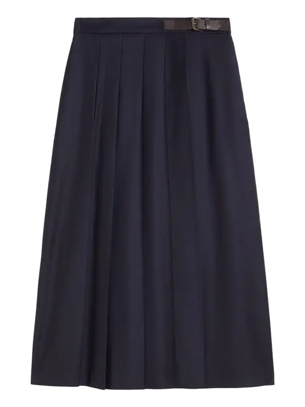 Max Mara Fastoso Pleated Midi Skirt - Blue
