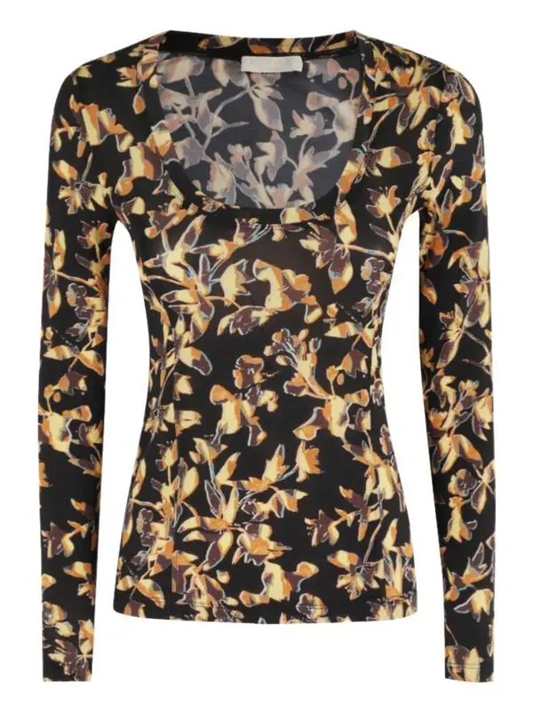 Ulla Johnson Long Sleeve Printed T-shirt - Black