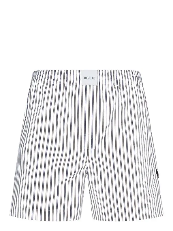 Attico Multicolor Striped Cotton Shorts - Multi-color