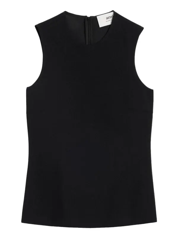 Ami Sleeveless Crepe Blouse - Black