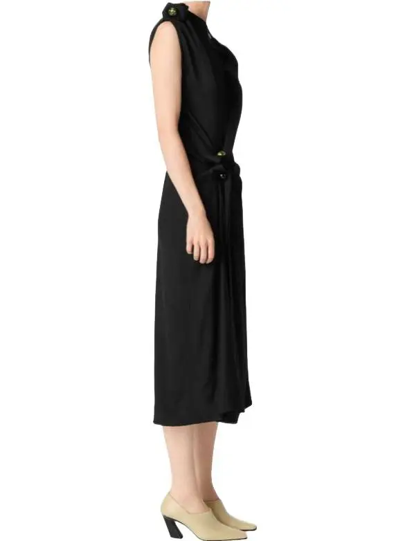 Bottega Veneta Fluid Viscose Piercing Dress - Black