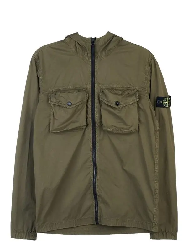 Stone Island Long-sleeved Hooded Jacket With Zip Closure And Logo Detail - Green